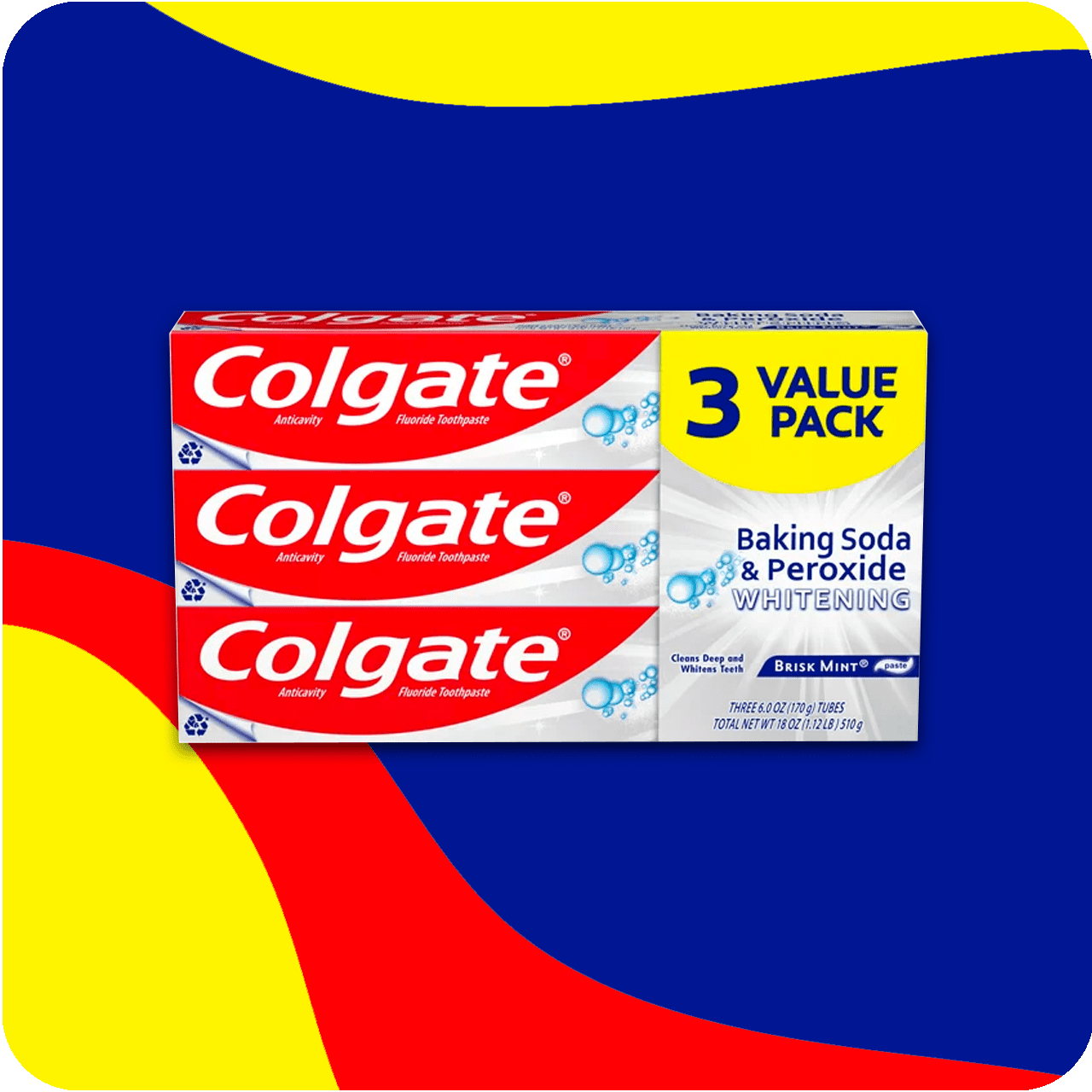 Colgate Baking Soda & Peroxide Toothpaste, Brisk Mint, 3 Pack – Slash ...